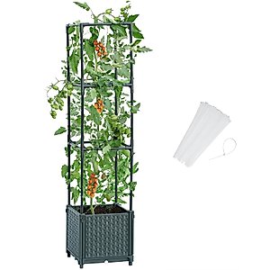LINEX Raised Garden Bed Planter Box with Trellis, 41.3” Tomato Planters for Climbing Plants Vegetable Vine Flowers Outdoor Patio, Tomatoes Cage w/Self-Watering