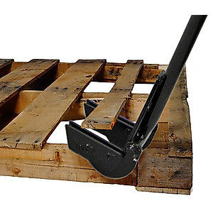 HOME-X Heavy-Duty Pallet Buster with Rotating Head, 45-Inch Powder-Coated Steel with Rubber Handle, No Assembly Required, 45" L x 6" W x 1 ¼ " H, Black