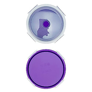 Lunbengo 1200ml Large Camping Bowl with Foldable Spoon, Collapsible Bowl With Lid, Silicone Bento Box, For Travel Camping Meal Prep & Food Storage, Microwave Dishwasher Safe, Purple