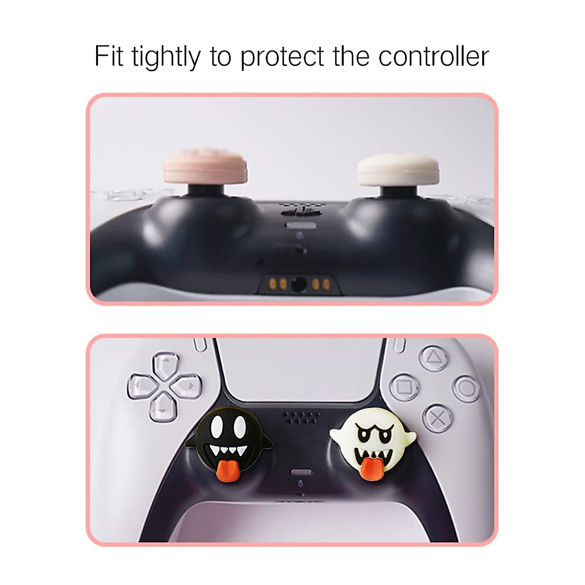 PERFECTSIGHT Halloween Skull Thumb Grip Caps for Playstation 4/5, PS5, PS4, Xbox Series X/S, Xbox One, Switch PRO Controller, 4PCS Kawaii Soft Rubber 3D Analog Thumbsticks Grips Joystick Cover