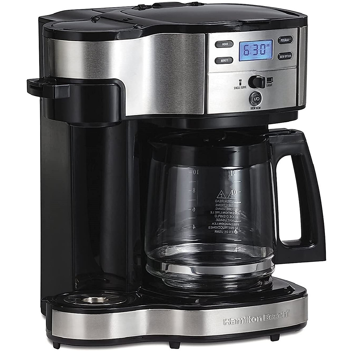 Hamilton Beach 2-Way Brewer Coffee Maker, Single-Serve and 12-Cup Pot, Stainless Steel (49980A), Carafe & 2 Slice Extra Wide Slot Toaster with Shade Selector, Toast Boost, Auto Shutoff, Black (22633)