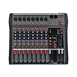 Professional Sound Board Console System 8-Channel Sound Mixing Board USB Pro Studio DJ Sound Controller Voice Mixing Sound Mixing Console Music Recording Equipment for Stage Performance Bar Home Party