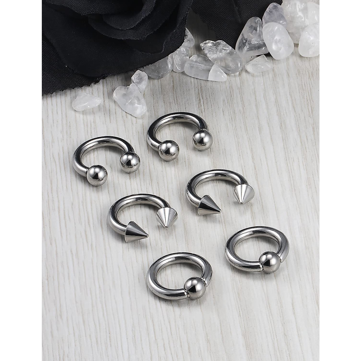 Ocptiy 8G Septum Ring Jewelry Ear Earrring Gauges Tunnel Plug stretching kit Big Large Septum Nose lip Ring Hoop Stainless Surgical Steel Cartilage Helix Tragu Earring Piercing Jewerly Women Men 12mm
