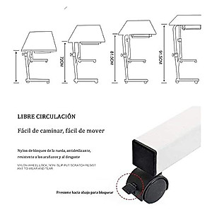 Office Business Hotel Lobby Dining Table Set, Bed Tray Table for Eating and Laptops Lazy Bedside Table Home Office Desks, Solid-Top Height Adjustable Wooden Mobile Laptop Desk Cart with Pulley Does No