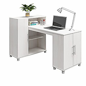 SystemBuild Evolution Camberly Hobby & Craft Desk w/Storage Cabinet in Ivory Oak