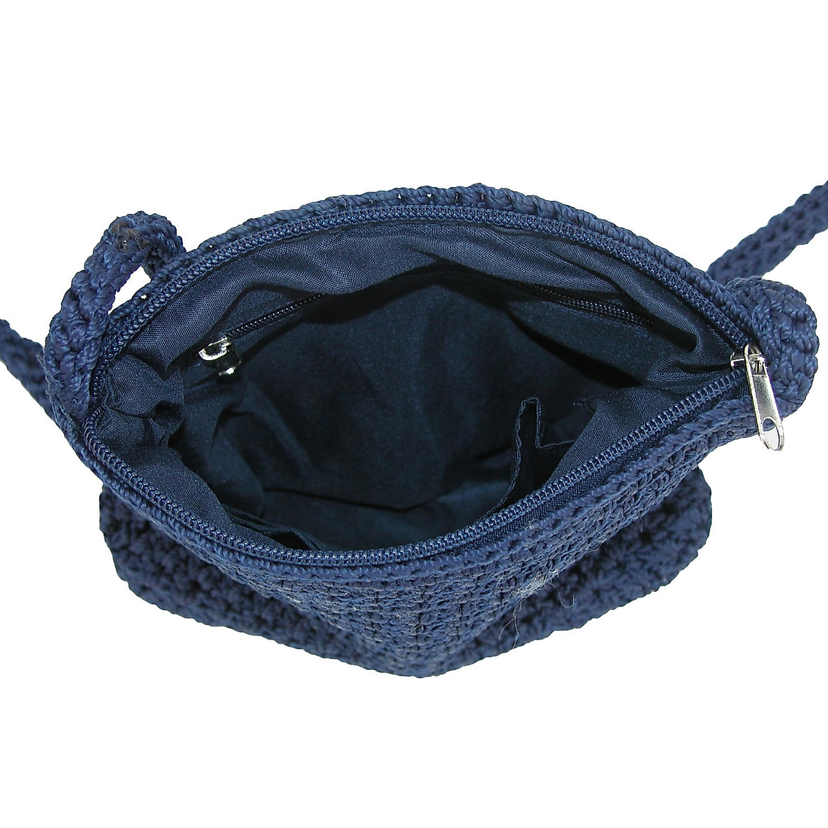 CTM® Women's Crochet Crossbody Handbag, Navy