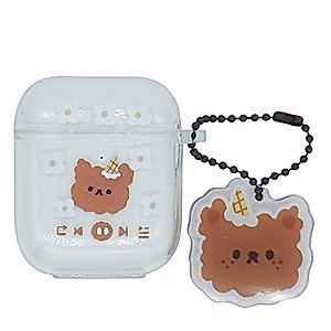 Compatible with AirPods Case Bear, Clear Smooth Soft TPU Cartoon 3D Animal Design Cover Case for Airpods 1/2, Girls Women Funny Kawaii Cute Case for AirPods 1&2 Generation - Bear