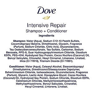 Dove Ultra Intensive Repair Concentrate Shampoo And Conditioner For Damaged Hair Repairs And Protects In 30 Seconds, 2X More Washes, Combo Pack, 20 fl oz (Pack of 2)