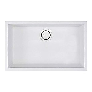 Transolid ZTSS3018-1T Zero Granite Super Single Bowl Dual Mount Kitchen Sink, Total White