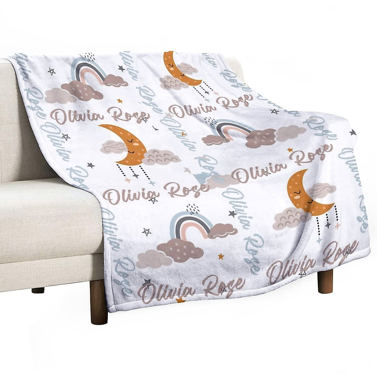 Personalized Baby Blankets for Girls with Name and Rainbow Custom Baby Blanket for Boys Newborn Toddler Gift 30"x40"