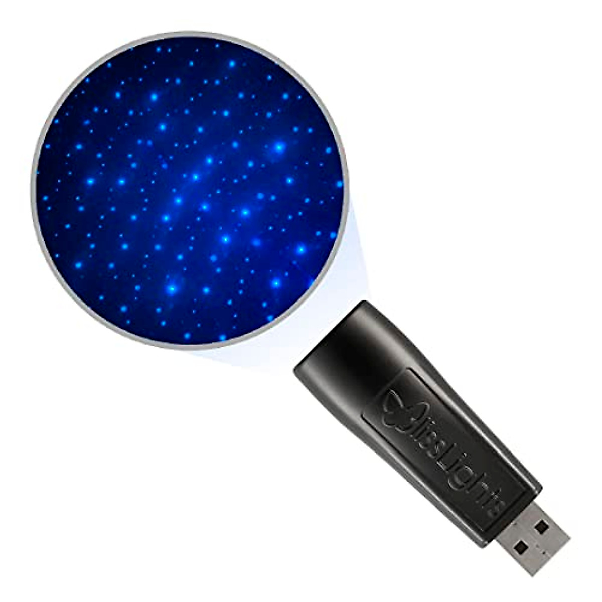 BlissLights Starport USB Laser Star Projector for Game Room Decor, Bedroom Night Light, or Galaxy Mood Lighting Ambiance (Blue)