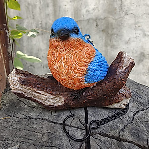 Chambtalie Bluebird On A Branch Statue Garden Decor Resin Bluebird Collectible Figurine Handmade Art Animal Decorative Garden Sculpture Yard Outdoor Home Decoration Bird Lover Gifts