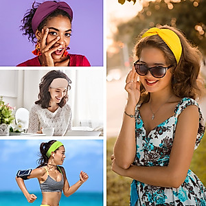 FEQO 21 Pieces Stretchy Headbands for Women Twist Headband Wide Turban Headband Elastic Fabric Headband Colorful Hair Wrap Workout Sport Yoga Headbands