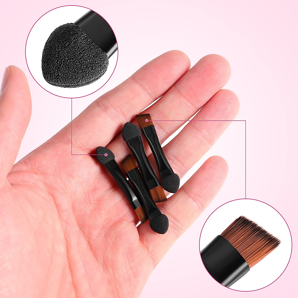 Lurrose Double Sided Eye Shadow Sponge Applicator Eye Brow Make Up Brush Portable Makeup Tool 20pcs (Black)