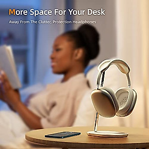 BENKS Desktop Headphone Stand Universal Headset Holder Hanger Mount Aluminum with Protective Silicone Pad, Gaming Headset Accessories, Compatible with AirPods Max, Beats, Bose, Sony and so on (White)