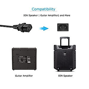 10FT AC Power Cord Compatible ION Block Rocker, Job Rocker, Explorer Portable Speaker System, ION iPA76C iPA76A iPA76S IPA23 Block