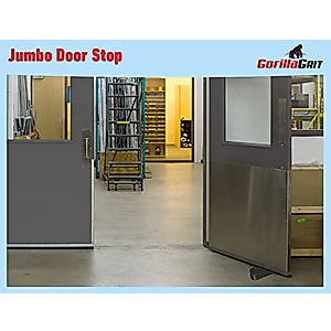 Extra Large Rubber Door Stoppers - Door Stop Wedge, Heavy Duty Jumbo Flexible Door Holder - Black 2 Pack - Non Marking Anti Slip Jammer