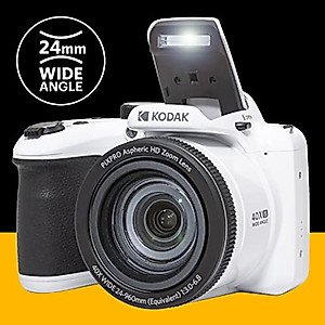 KODAK PIXPRO Astro Zoom AZ405-WH 20MP Digital Camera with 40X Optical Zoom 24mm Wide Angle 1080P Full HD Video and 3" LCD (White)
