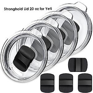 4 Pack 20 oz Replacement Lid for Yeti Lids with 4 Magnetic Slider Replacement, Magnetic Replacement Lids Compatible with Yeti 20 oz Tumbler Lid, Rambler or Old Style Rtic Coffee Tumbler