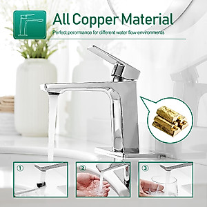 VOTON Chrome Bathroom Faucet Single Handle Bathroom Sink Faucet Lavatory Vanity Faucet with Pop Up Drain & Deck Plate 1 or 3 Hole Bathroom Faucet