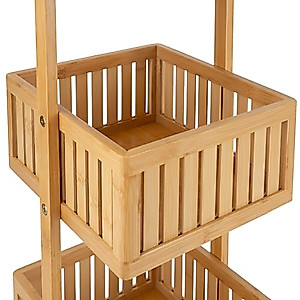 Organize It All 3 Tier Bamboo Stationary Caddy | Bathroom Organization | Multipurpose Storage Shelf Baskets | Eco-Friendly | Easy to Assemble