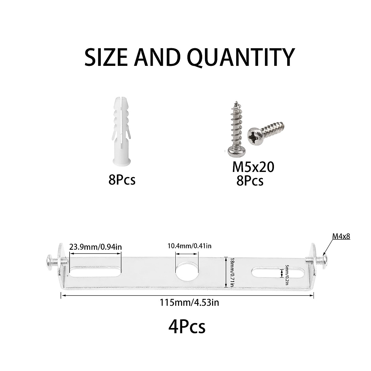 Rrina 4Pcs 4.53in/115mm Light Fixture Mounting Bracket for Pendant Lamps Wall Lamps Ceiling Chandelier(4.53in/115mm)