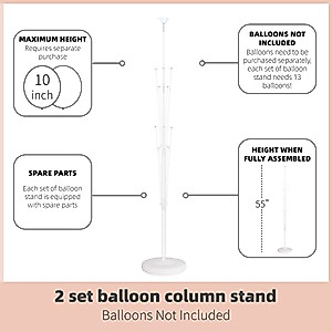 Balloon Column Stand Kit Set of 2 - Balloon Tower with Stand, Base, and Pole,Backdrop Decoration for Wedding, Baby Shower, Birthday Party, or Bachelorette Parties (No balloon)