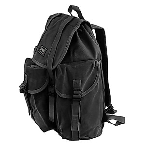 KAMP NEW YORK Campus II Canvas Backpack, Lightweight & Casual Daypack for Travel, Outdoors (Black)