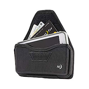 Nite Ize Hardshell Nylon Phone Pouch for Samsung Galaxy S23 S22 Ultra S21 S20 Plus 5G , Rugged , Heavy Duty Holster, Fixed Belt Clip Holder, Fits (Defender Commuter) Cases On Cell Phone (Horizontal)