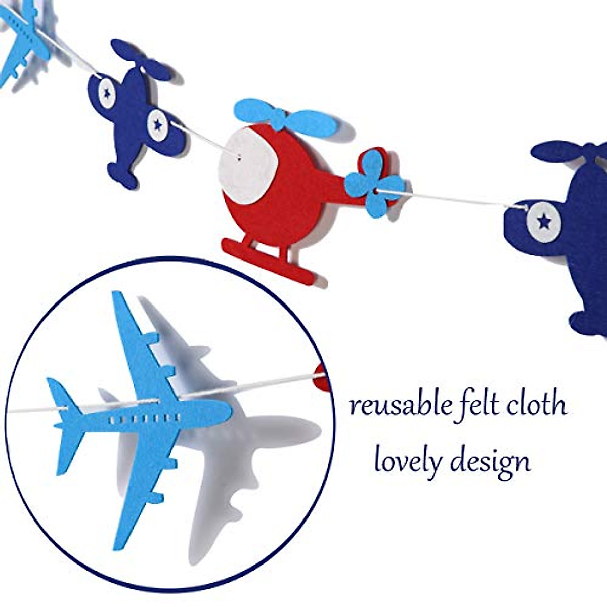 C L cooper life Airplane Party Decoraton Favor Supplies,Silver Glitter Airplane Birthday Banner,30Ct Airplanes Hanging Swirl for Airplane Aviator Themed Party Up and Away Felt Birthday Party