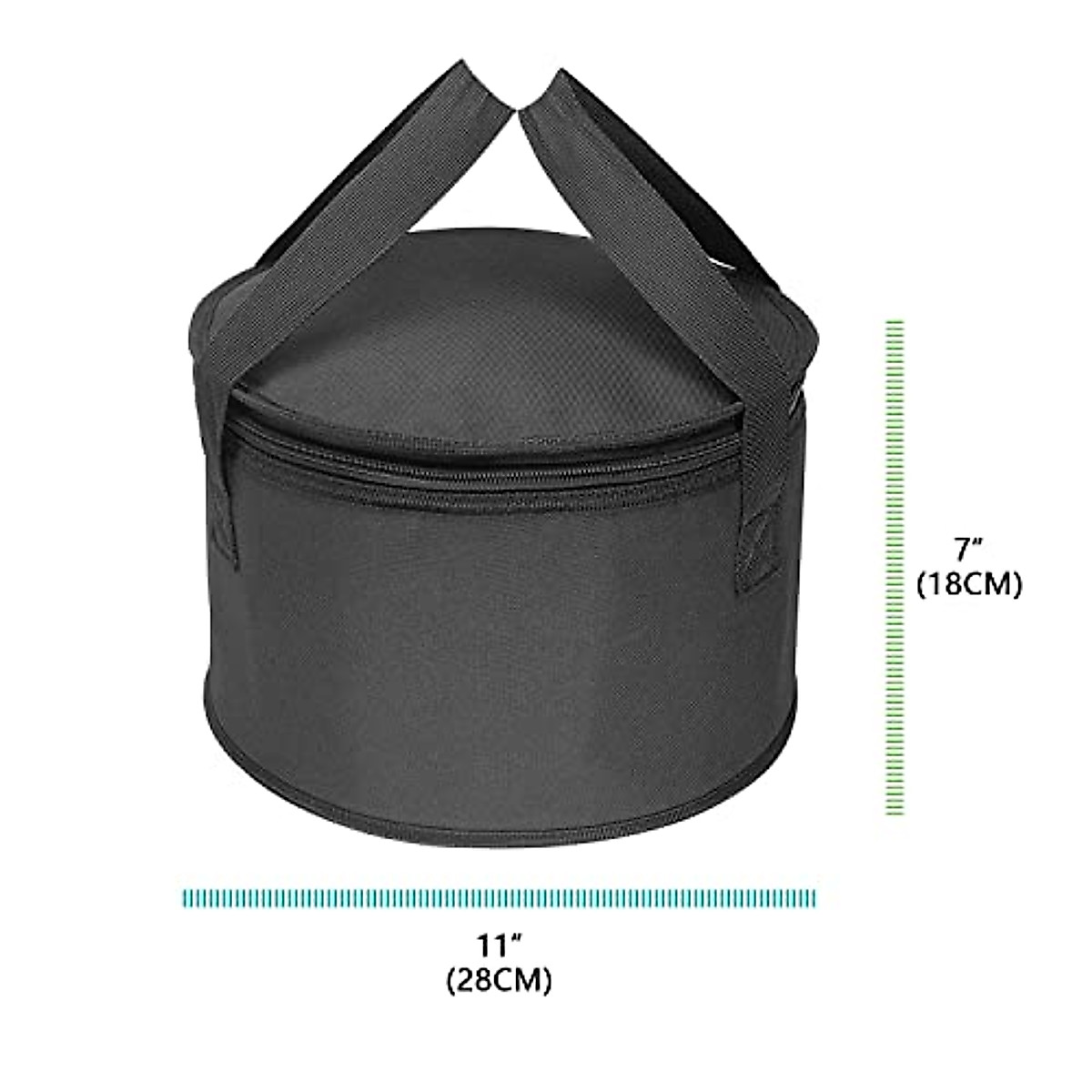 2 Pack Round Lunch Bag,Insulated Thermal Pastry and Pie Carrier,Reusable Insulated Cake Cooler Casserole Carrier Bags For Potluck,Picnics Food Delivery,11X7 Inch (Black Color)