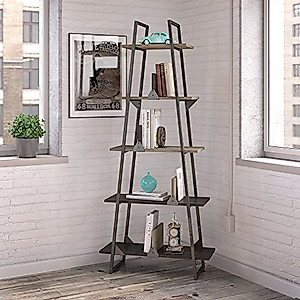 Bush Furniture Refinery A Frame Etagere Bookshelf in Rustic Gray