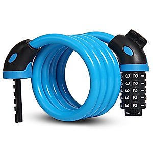 AZPINGPAN Multicolor PVC High Toughness Steel Cable Bicycle Lock丨5 Digit Combination Digital Code Self-Rolling Portable Outdoor Cycling Mountain Bike Chain Lock Accessories丨Bronze Lock Core