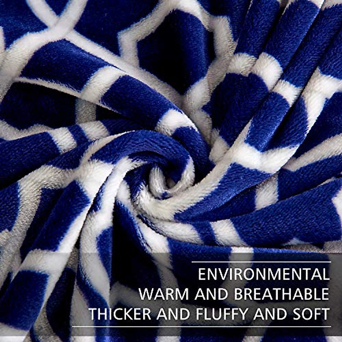 NC Flannel Fleece Blanket, Throw Soft Warm Fluffy Plush Blanket, Lightweight Microfiber Blankets for Bed Couch Chair Living Room(Throw, Navy Crown)