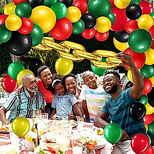 112 Pieces Juneteenth Decorations Kit-Juneteenth Balloon Garland Arch Kit with Happy Juneteenth Tablecloth Gold Chain Balloon for African-American June 19th 1865 Freedom Day Party Supplies