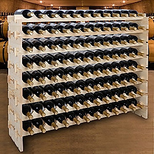 LEMY 8x12 96 Bottles Row Solid Wood Wine Rack Stackable Modular Storage Stand Wooden Wine Holder Display Shelves(Wobble-Free)