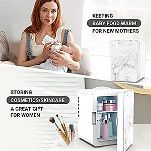 Living Enrichment Mini Fridge 4 Liter/6 Can Skincare Fridge, Cooler and Warmer Portable Small Refrigerator, AC Plug DC 12V Adapter, for Skincare, Medications, Bedroom, Travel Car, White