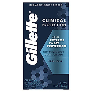 Gillette Clinical Strength Antiperspirant Deodorant for Men, Cool Wave Scent, Clear Gel, 1.6 Ounce