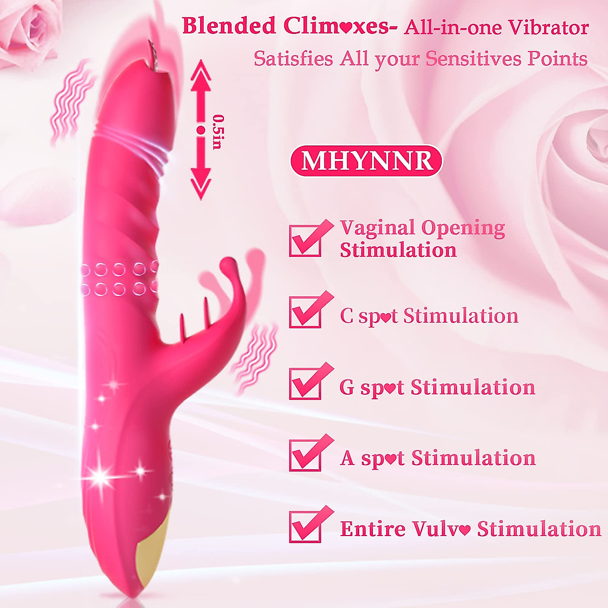 Thrusting G Spot Rabbit Dildo Vibrator, Tongue Licking Rotating Vibrating Women Couples Adult Sex Toys, MHYNNR Female Clitoris Vibrator Wand Stimulator Toy, Dildos Vibrators for Woman Her Pleasure