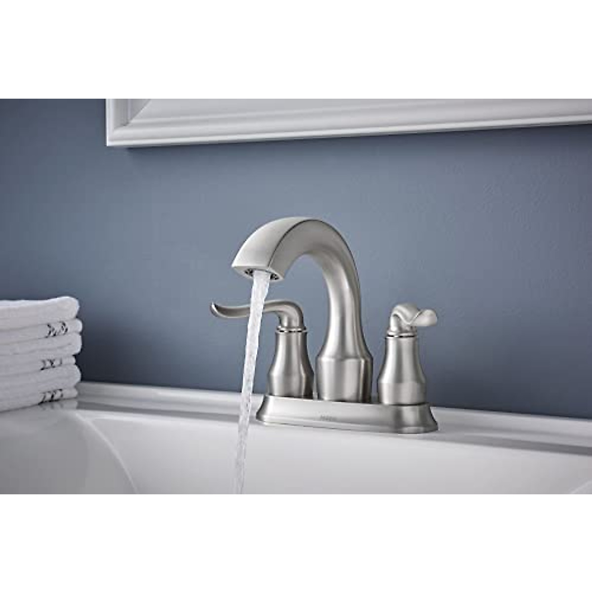 Moen Hamden Spot Resist Brushed Nickel Two-Handle 4-inch Centerset Bathroom Faucet, 84300SRN