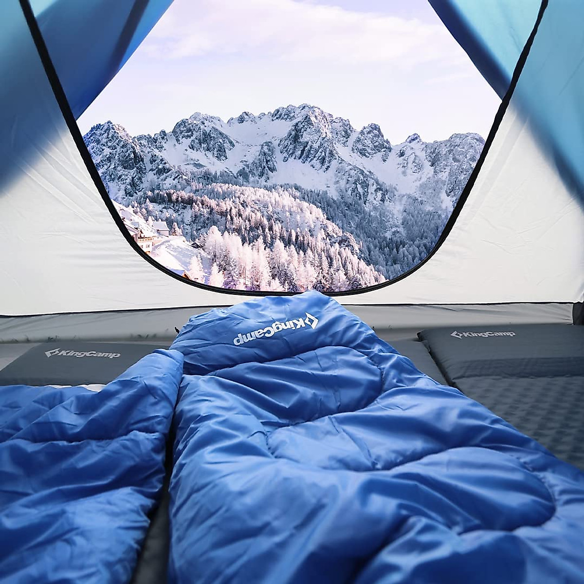 KingCamp Lightweight Envelope Sleeping Bag 55℉ Portable Waterproof Comfort for Cool Warm Hot Weather Compact Backpacking Camping Hiking Travel 70.8"x29.5"