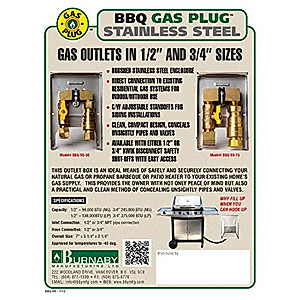 Burnaby Manufacturing Ltd BBQ-SS-50 BBQ Gas Outlet, 1/2-Inch, Stainless Steel