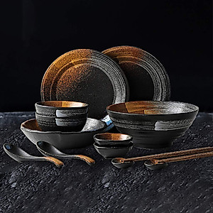 GagalU Fine Dinnerware Sets,Dinner Plate Ceramics Dinnerware Set, Japanese Style 32 Pieces Plates and Bowls Sets/Matte Porcelain Dinner Set with Sushi Plate Suitable for housewarmingurant & MICR