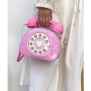 QZUnique Telephone Shoulder Bag Women Retro Cross Body Bag PU Leather Clutch Purse Chain Tote Bag