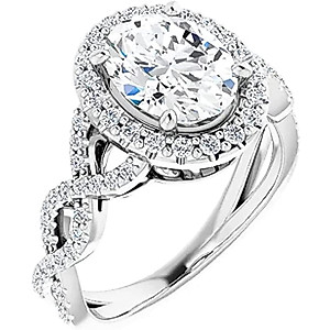 Moissanite World Twisted Infinity Moissanite Ring, Oval 2.0CT, Moissanite Engagement Ring/Moissanite Wedding Ring/Moissanite Bridal Ring Set, 925 Sterling Silver (9.5)