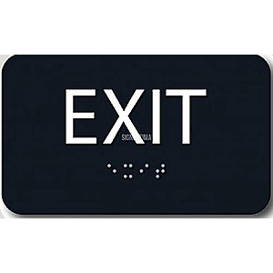 ADA Compliant EXIT Braille Sign , 6"x 4" , Double sided taped - SignOptima (Black)