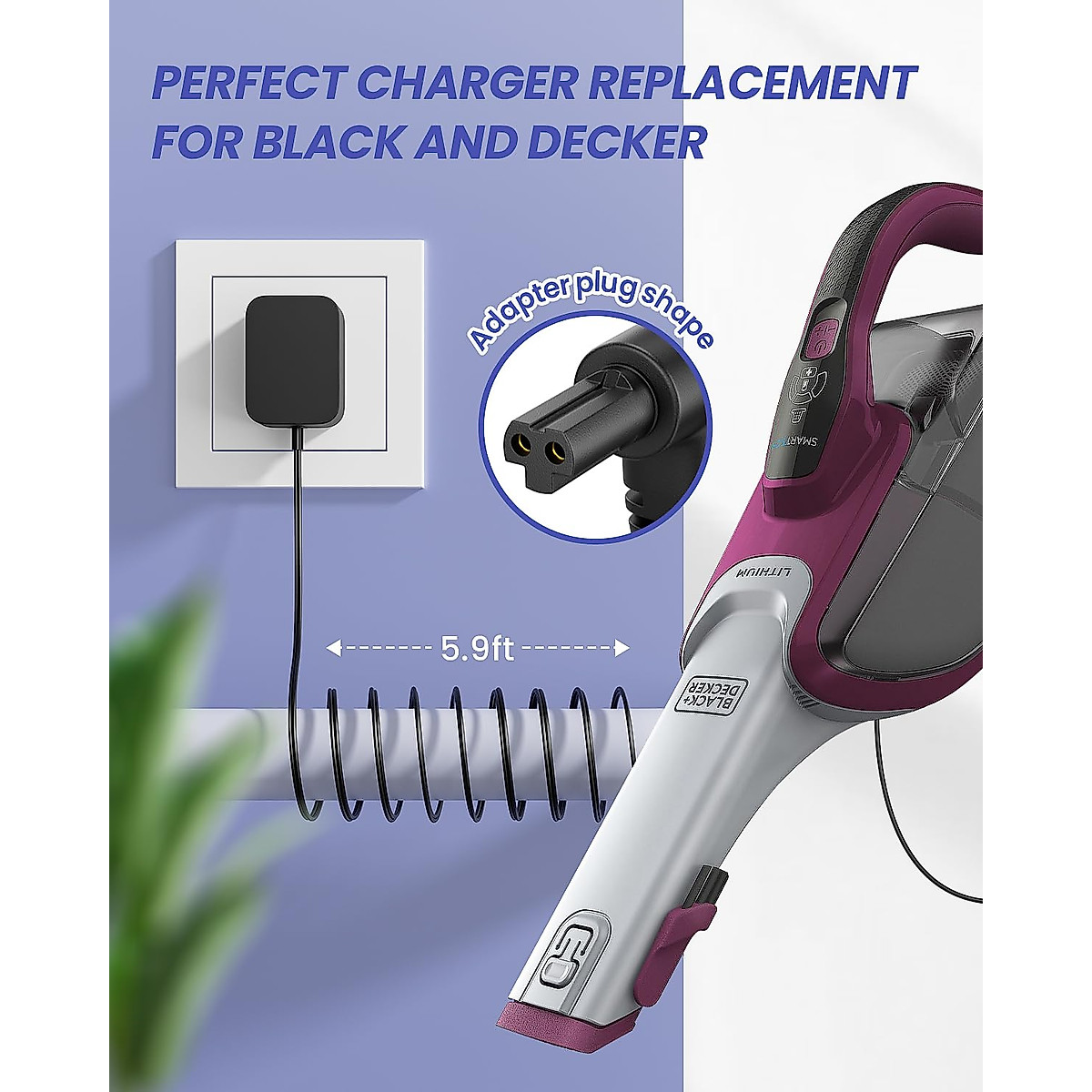 14V Charger for Black and Decker Dustbuster Smartech Handheld Vacuum 90602522-01 N561340, Black Decker Replacement Charger HHVJ315JD10 HHVJ315JMF71 HHVK320J10 HHVK320J61 Power Supply Cord