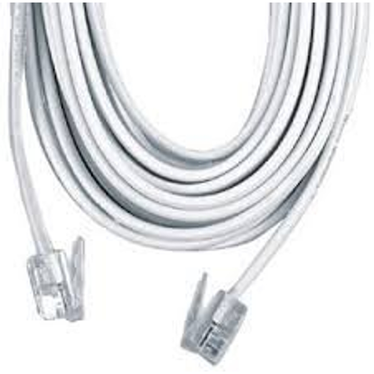 Bistras 25 Ft 4C Telephone Extension Cord Cable Line Wire, for Any Phone, Modem, Fax Machine, Answering Machine, Caller ID, White