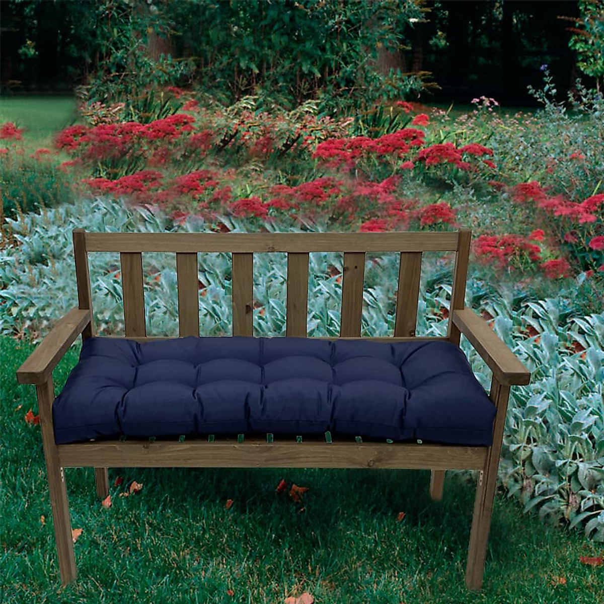 SEAHOME Waterproof Indoor/Outdoor Garden Bench Seat Cushions,Tufted Loveseat Cushion for Patio Furniture,Swing, Wicker, Garden Bench, Indoor, Shoe Storage, Window (51.1 X 19.6 Inch, Light Grey)