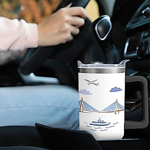 Vehcimbev City Themed Tumbler - 40oz With Hanld Stainless Steel Travel Coffee Mug with Leak Proof Lid - Hot/Cold Drinks,Perfect Boston Souvenir Gift (Boston)